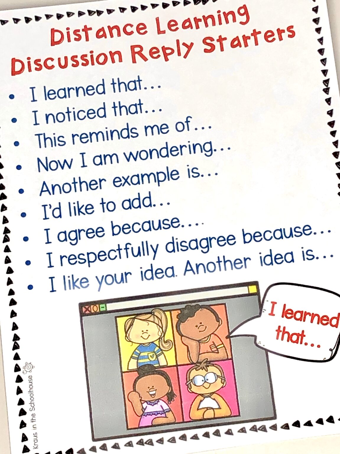 Distance Learning Discussions – Kraus in the Schoolhouse