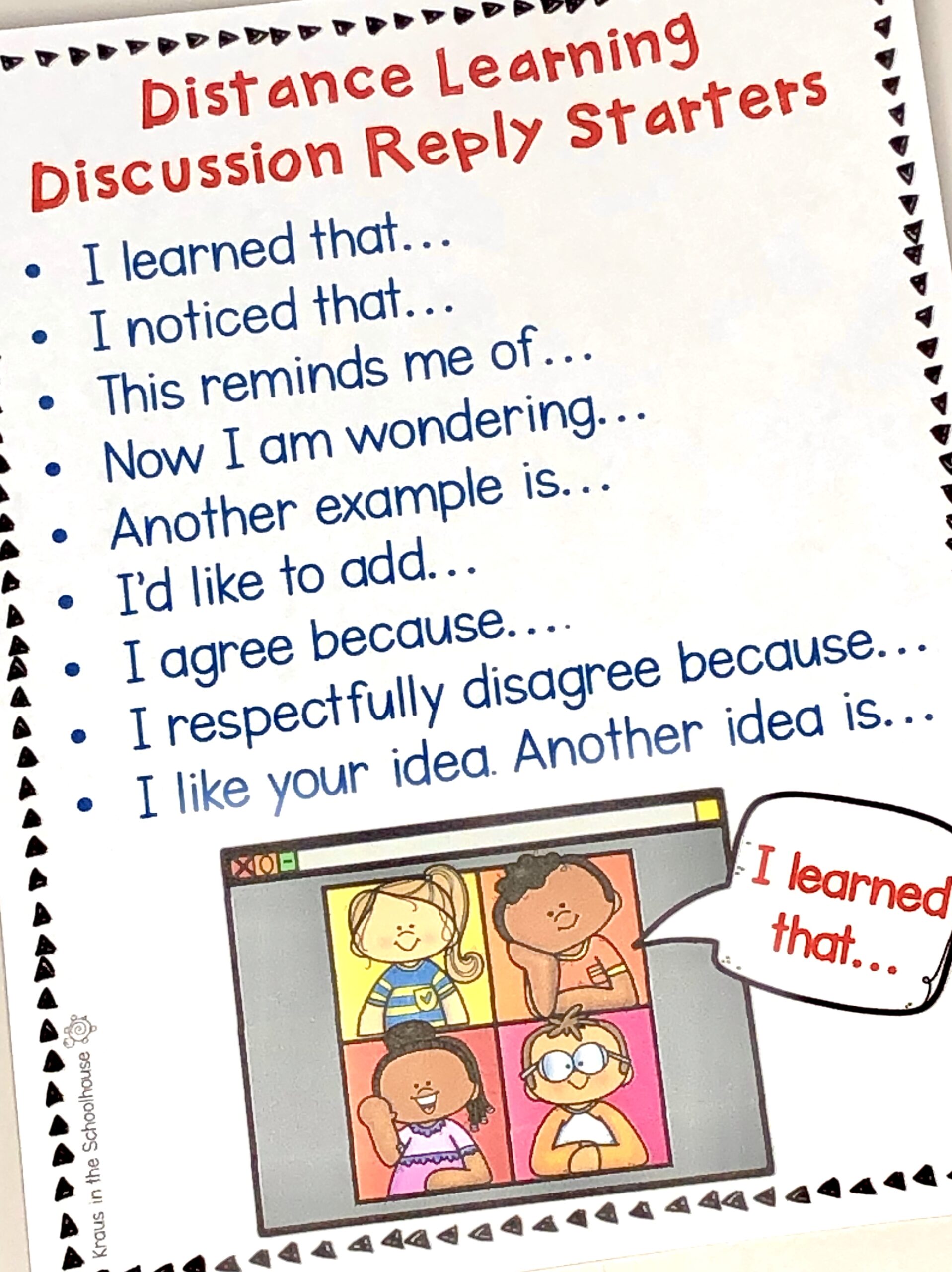 Distance Learning Discussions – Kraus in the Schoolhouse